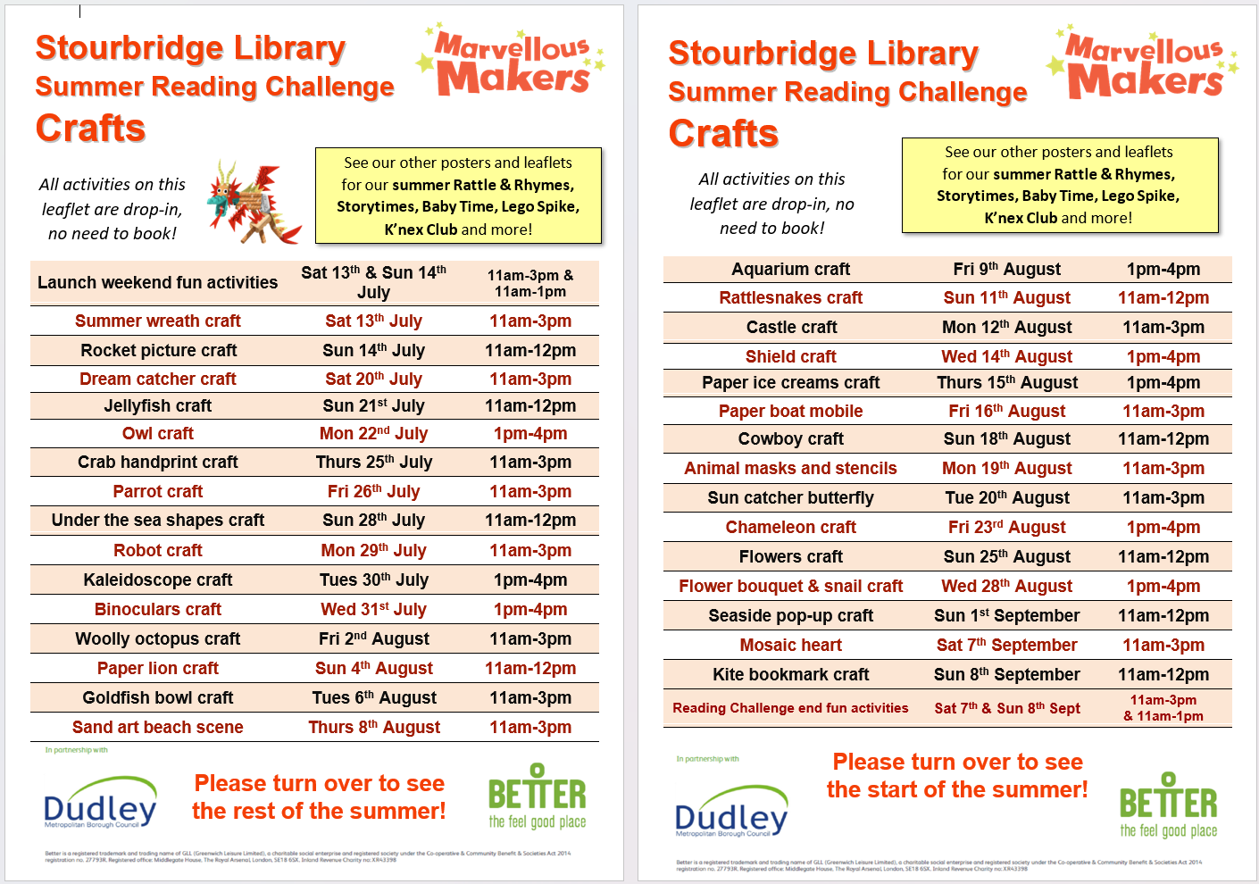FREE Children's activities at Stourbridge Library