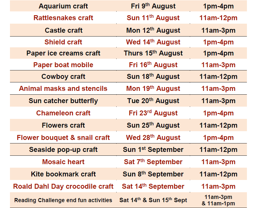 FREE Children's activities at Stourbridge Library