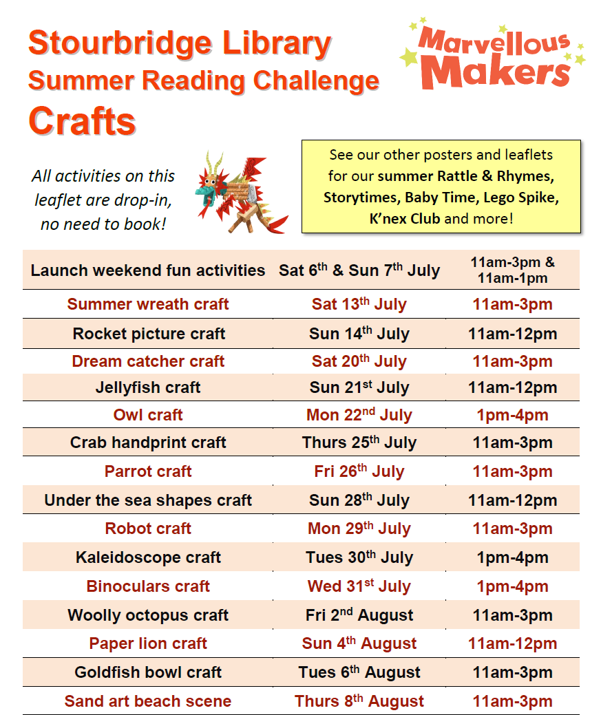 FREE Children's activities at Stourbridge Library